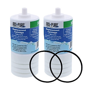 Neo-Pure NP217 Water Filter Compatible With Aqua-Pure™ AP217 / AP200 Filters, including Carbon Replacement Cartridges and Replacement Square cut O-rings. (12pack)