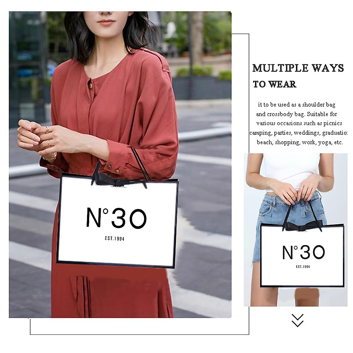 QLSKO 30th Birthday Keepsake Gift Paper Bag for Her-N°30 EST.1994 Thirty Anniversary Party Present Shopping Tote Bags Women 30 Year Old Decorations Idea (Small, 1994 30th)