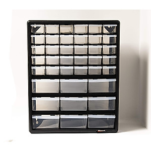 Homak Parts Organizer, Black, 39 Drawers