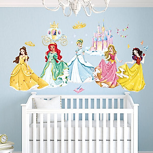 DECOWALL DS9-2118 Princess Wall Decals Castle Crown Stickers Removable for Girls Kids Nursery Bedroom Living Room Art Home Decor Mural Decoration