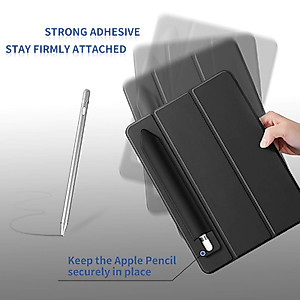 2 Pack Pencil Holder for Apple Pencil 1st 2nd Generation, YUOROS Adhesive Pencil Sleeve for iPad iPad 9th/8th Gen, Tablet Stylus Surface Pen (Black, Black)