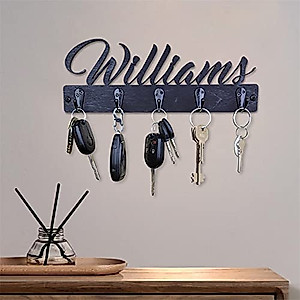 Ozinna Personalized Key Holder for Wall, Decorative Custom Key Hanger with Name, Metal Key Holder Wall Hanging, Key Hooks for Wall, Custom Name Key Rack, Wedding Housewarming Gift (Black)