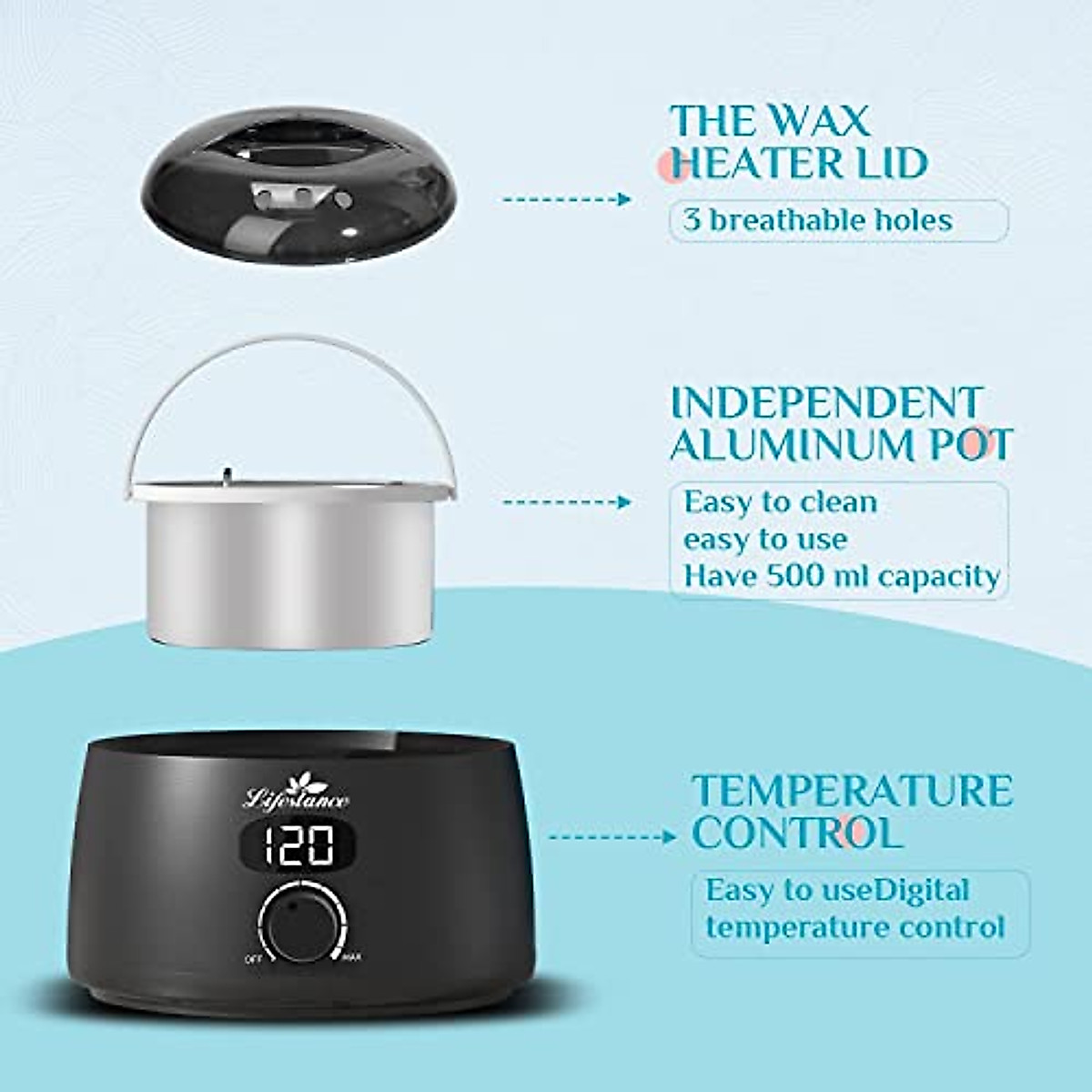 Lifestance Wax Pot Warmer Professional | L2 Digital Wax Warmer Hair Removal 500ml