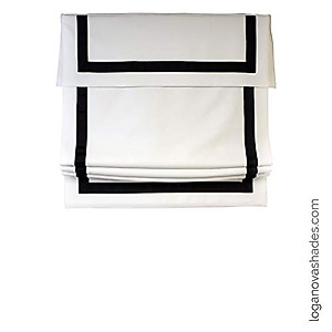 LOGANOVA Faux Linen Roman Shades With Valance For Large & Small Windows, and French Doors. Custom Made. Optional Blackout Lining Blocks 99.9% Of Light. Cordless Motorized Or Chain Mechanism.