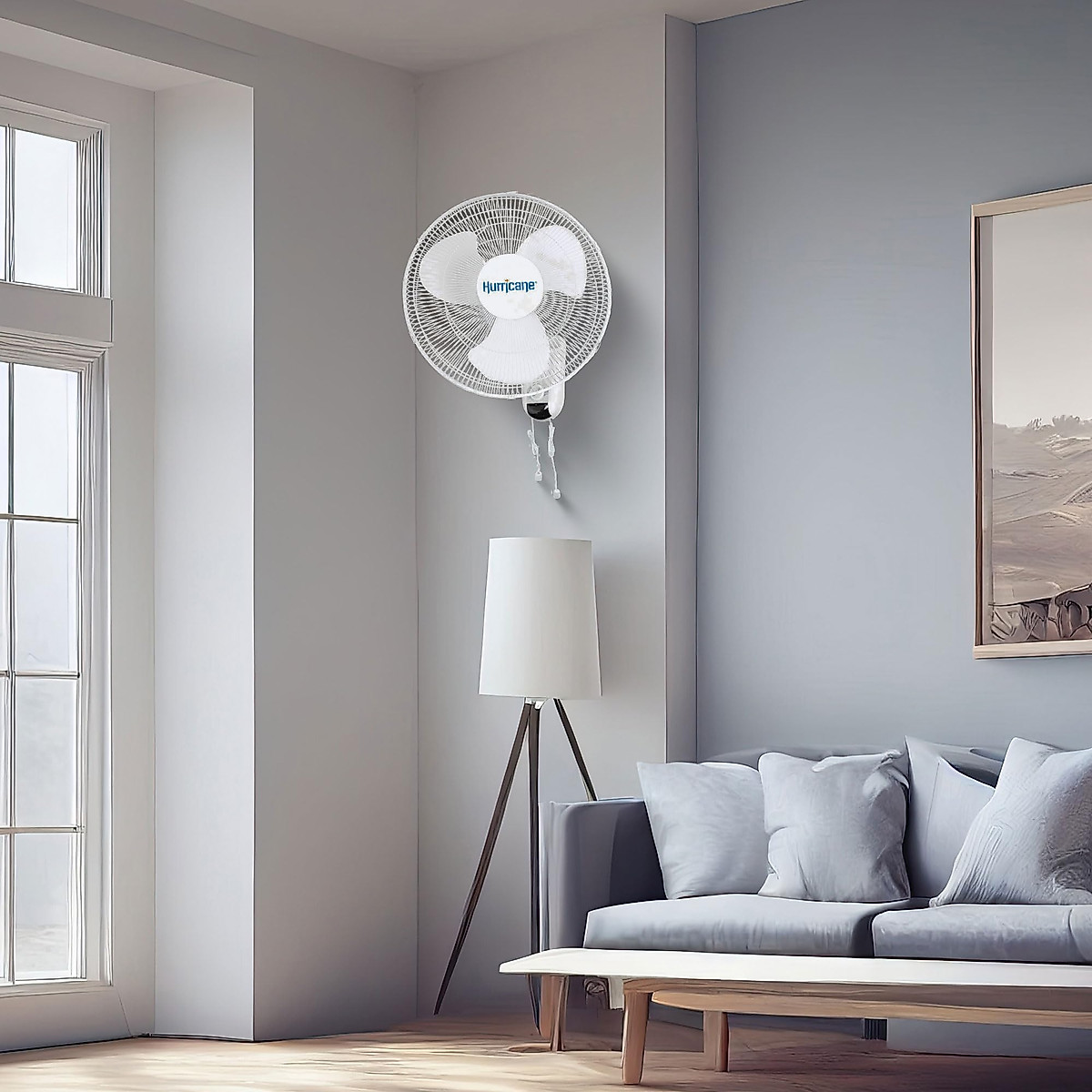 Hurricane Classic 16" Wall Mount Oscillating Fan – Powerful 3-Speed Airflow, Quiet Operation, Adjustable Tilt for Home, Office, and Grow Tents, 2 Pack