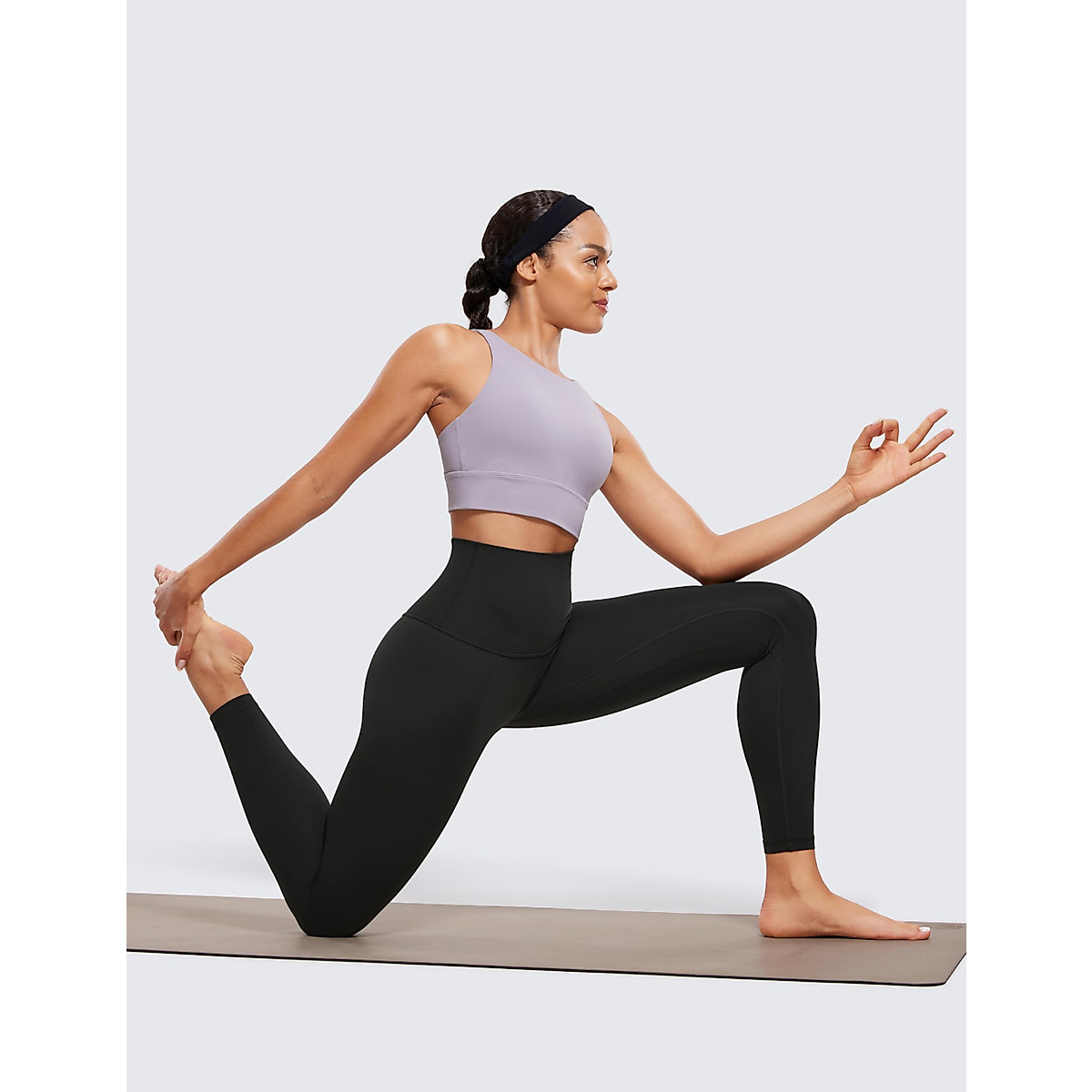 CRZ YOGA Super High Waisted Butterluxe Yoga Pants 25 Inches - Buttery Soft Workout Leggings for Women Over Belly Black Medium