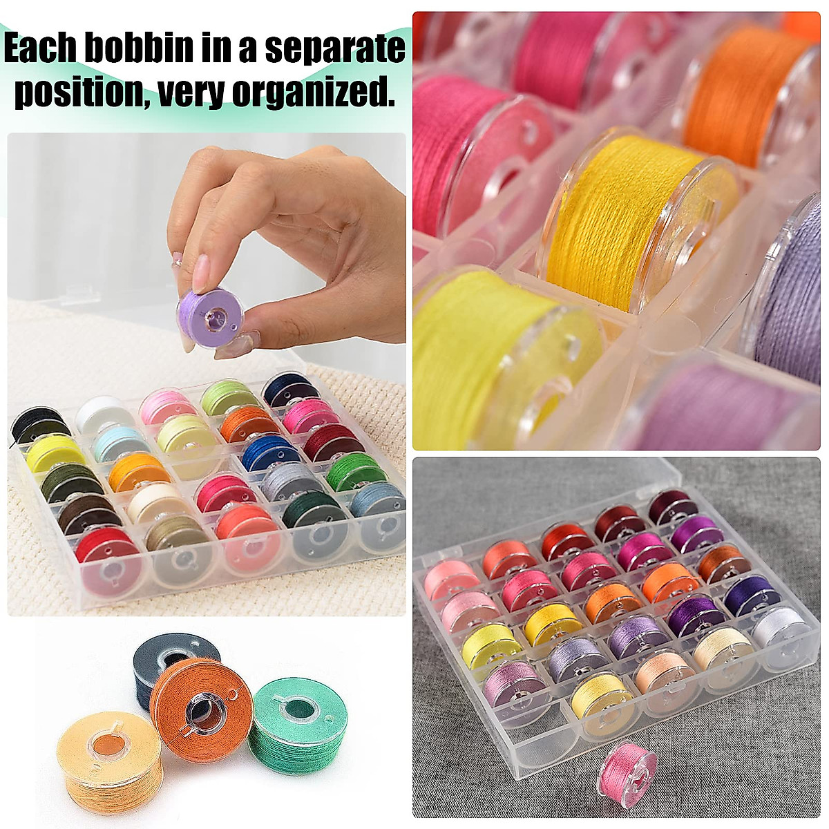 50 Pcs Bobbins, Plastic Bobbins for Brother Sewing Machine, Sewing Bobbins with Bobbin Case, Bobbin for Sin-ger/Bro-Ther, Bobbins for Singer Sewing Machine