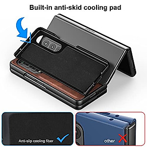 Foluu for Samsung Galaxy Z Fold 4 5G Leather Case, Slim PU Leather & Hard PC Shell, Ultra-Thin Protective Cover - Brown