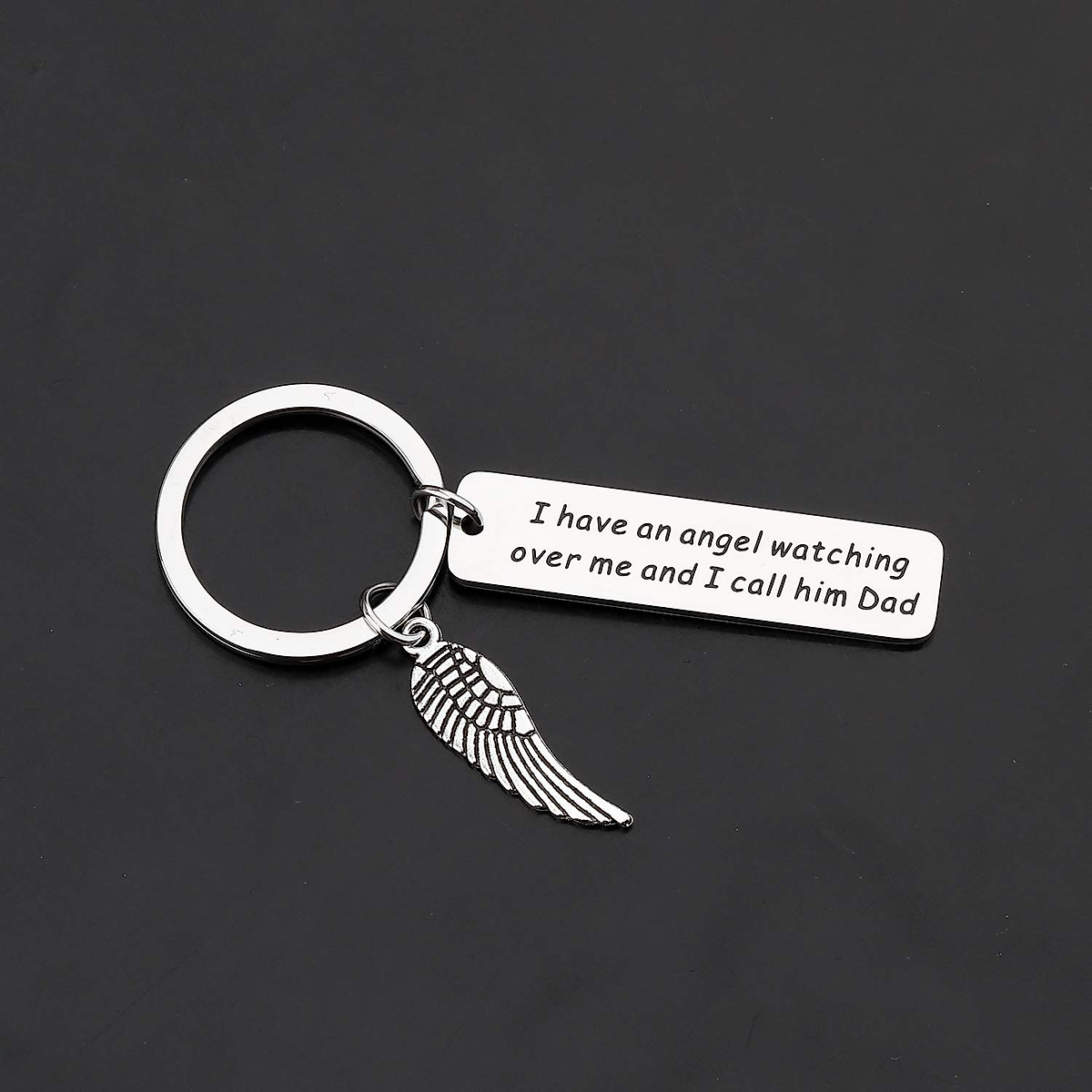 Gzrlyf Dad Memorial Keychain Sympathy Gifts for Loss of Father I Have an Angel Watching over Me and I Call Him Dad (Keychain)