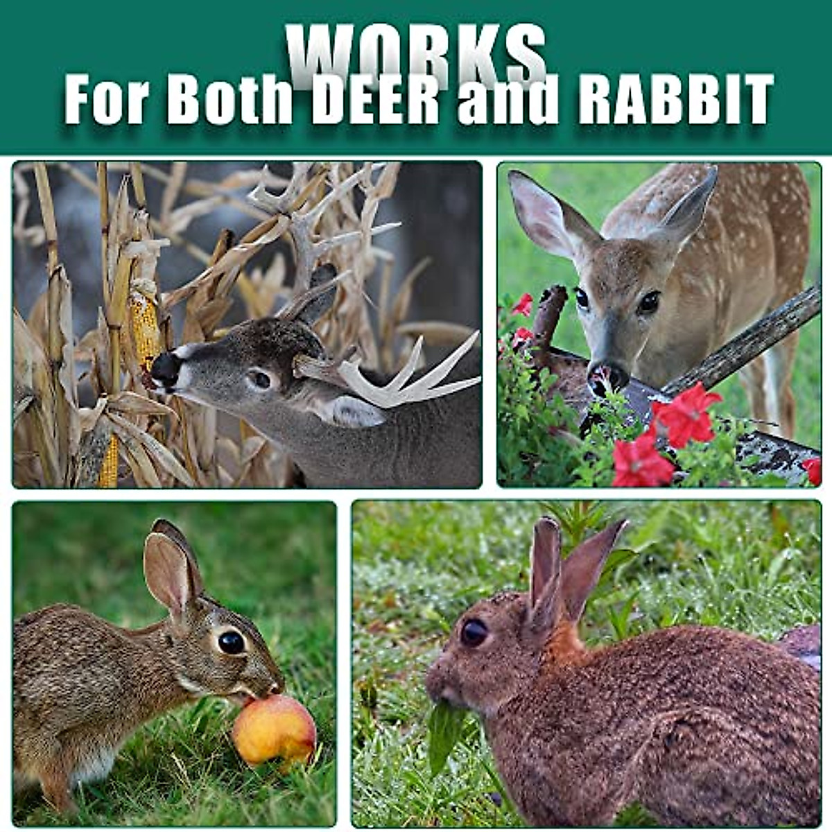 SEEKBIT 4 Pack Deer Repellent | Rabbit Repellent | Deer Rodent Chipmunk Deterrent for Tree, Plant | Deer Repellent Deer Off Away from Garden, Yard, Lawn, Garage | Waterproof Long Lasting Outdoor