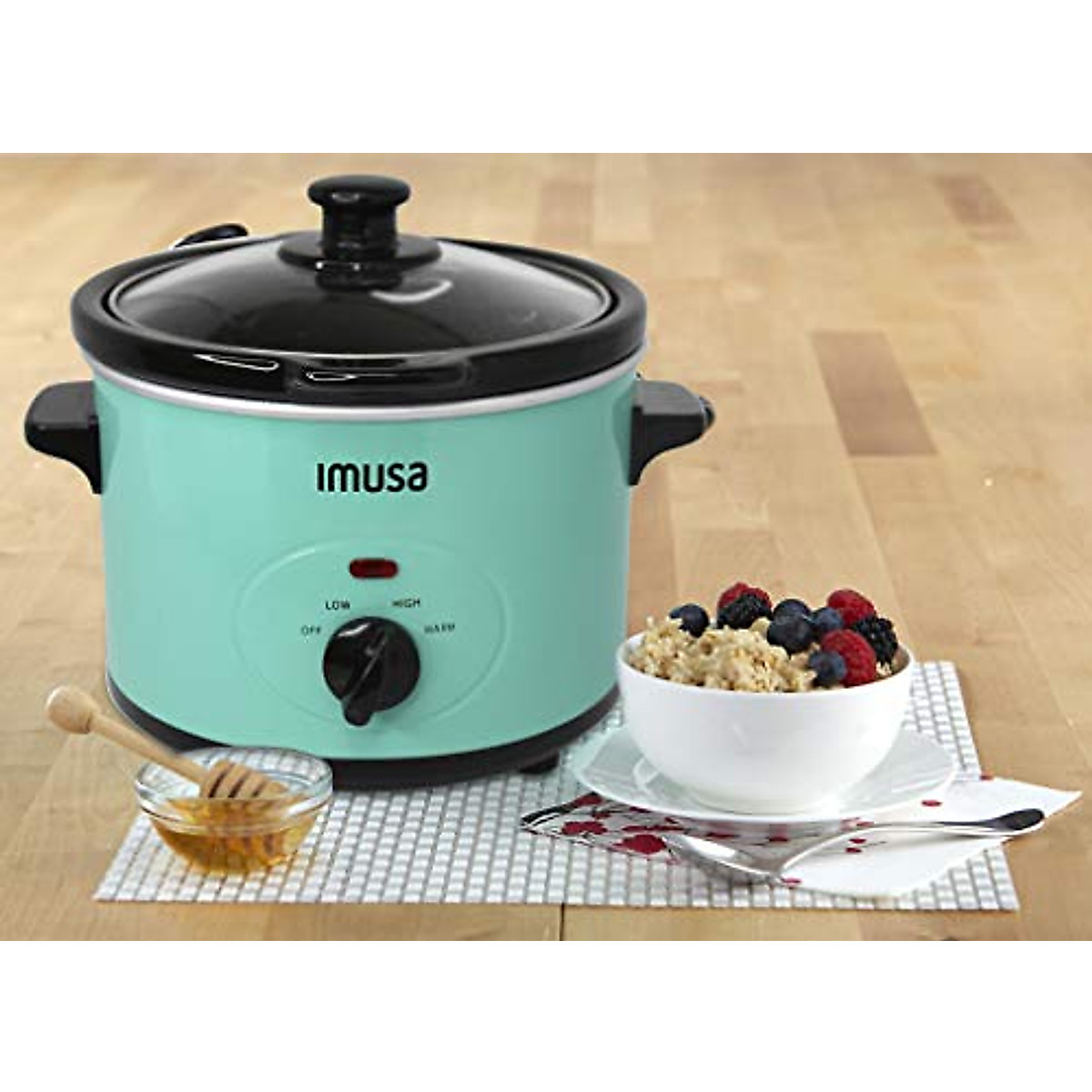 IMUSA USA GAU-80113T 1.5 Quart Teal Slow Cooker with Glass Lid