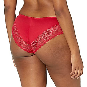 Maidenform Women's Underwear Back, Tanga Lace Thong Panties (Retired Colors), Crimson Sunset/Gold, 8