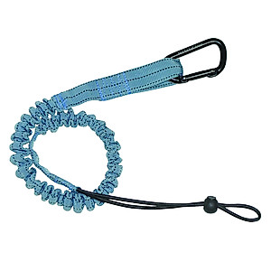 FallTech 5027B Tool Lanyard - Heavy-Duty Tool Leash, Loop and Carabiner, 15 lb Capacity, Single, 37" to 43", Blue