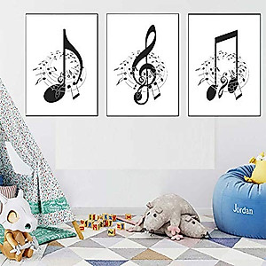 Set of 3-Music Art Print Canvas,Music Notes Wall Decor,Black and White Music Poster for Classroom or Music Room Wall Art Decor,Frameless,(8x10inch)