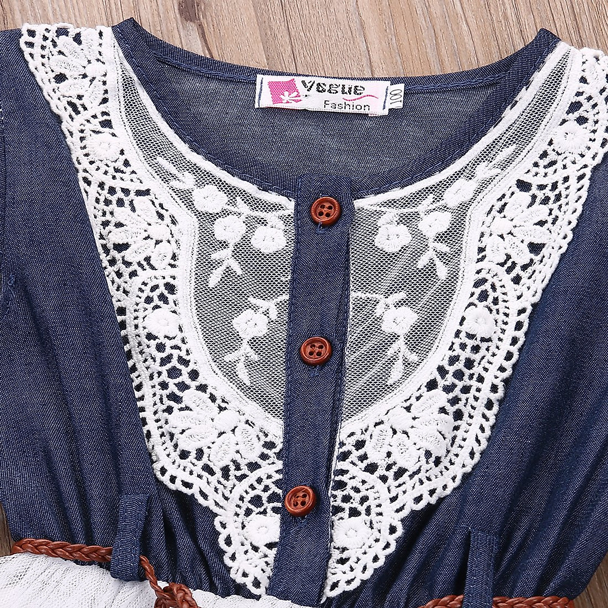 Toddler Kids Baby Girls Princess Dress Sleeveless Lace Denim Top Stitching Tulle Tutu Skirts Clothes (3-4 Years, White)