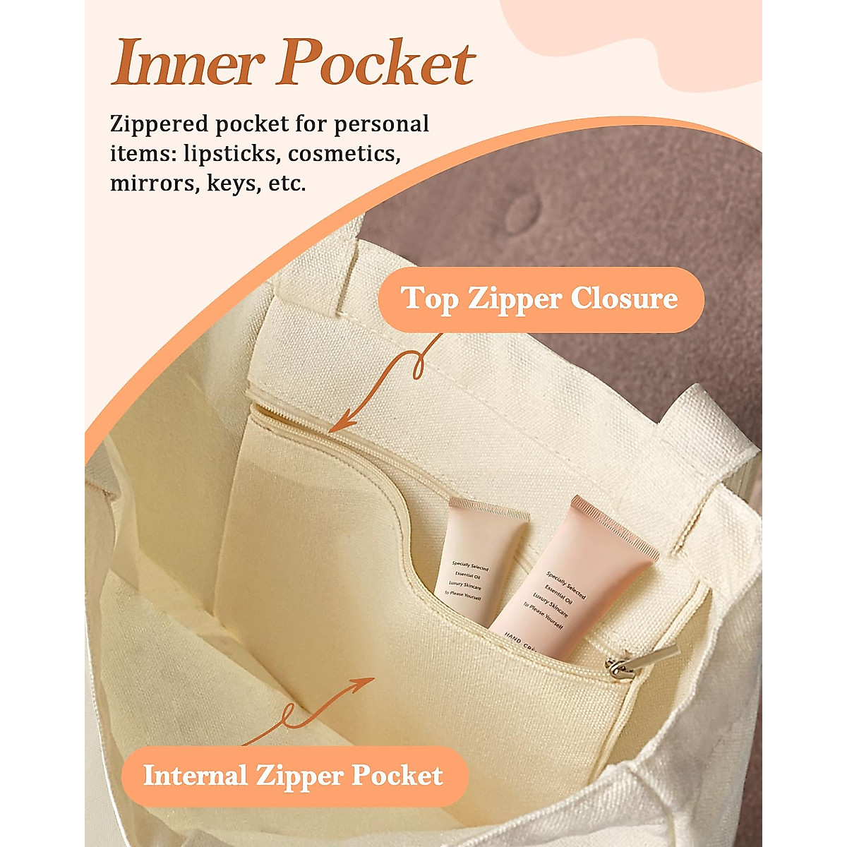 Miss Adola Aesthetic Canvas Tote Bag with Inner Pocket for Women Unique Funny Pattern Design Casual Sturdy Cloth Cotton Totes Bag with Pattern for Vacation, Shopping, Work, Gym - Mushroom Forest