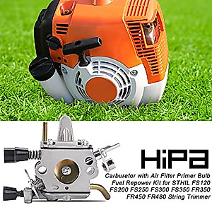 Hipa FS250 Carburetor for STHIL FS250R FS120 FS120R FS200 FS200R FS202 FS300 FS350 BT120 BT120C BT121 SP200 FR350 FR450 FR480 TS200 String Trimmer