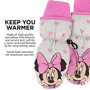 Disney Girls Toddler Winter Hat with Knit and Insulated Ski Mitten Set, Minnie Mouse For Ages 2-4