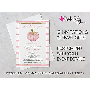 Baby Shower Invitation Pumpkin Theme For Girl Fall Customizable Personalized Invite (12 count)