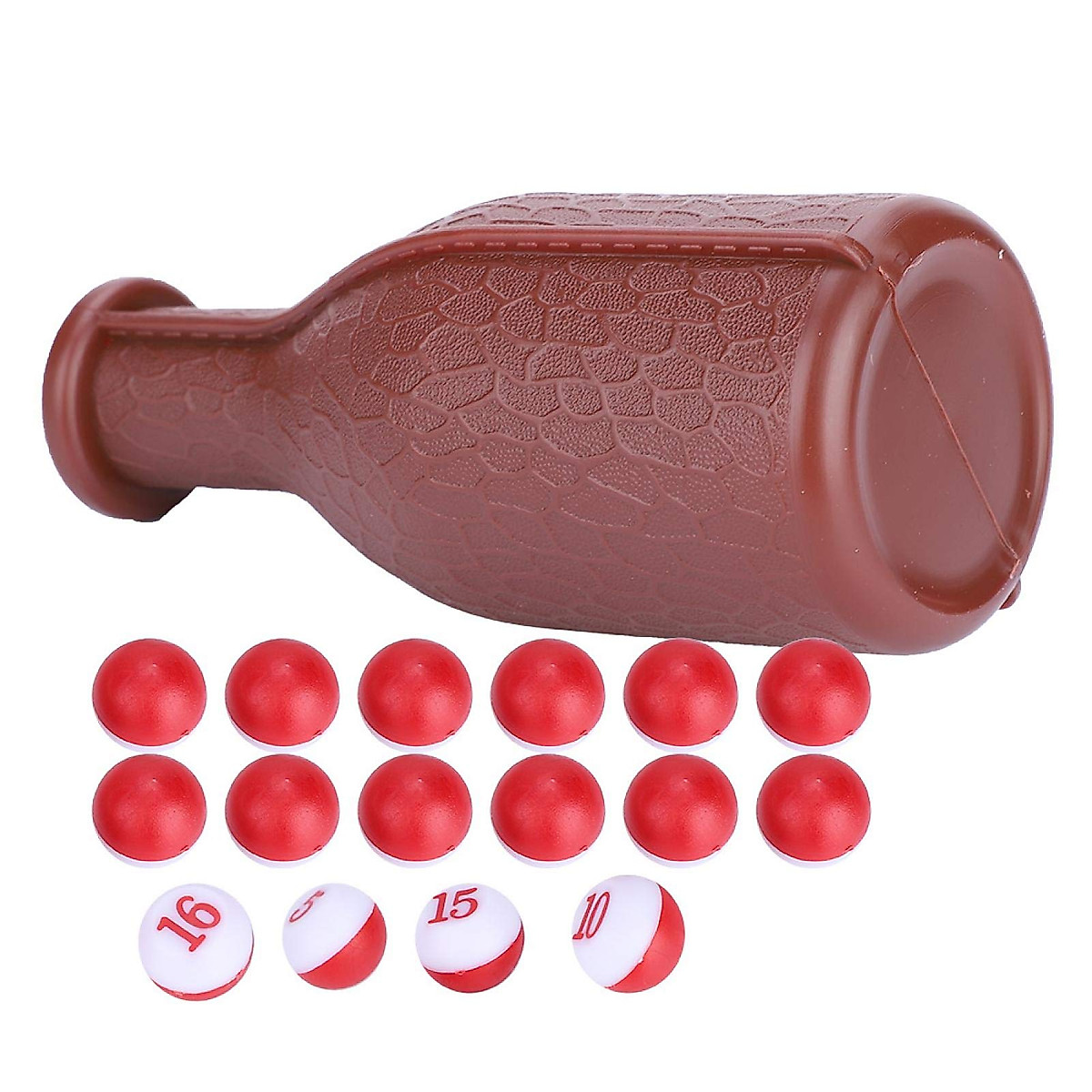 Fockety 16 Numbered Rubber Pool Dice, Great Brown Shaker Bottle, for Kelly, Pea and Pool and Others