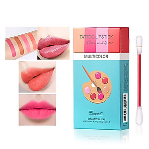 Eliversion 20Pcs Waterproof Non-Stick Lip Tint Cotton Swab, Long Lasting Matte Lip Gloss Applicator