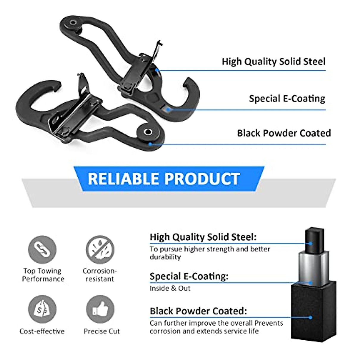 Wsays Ram Tow Hooks Compatible with 2009-2019 Dodge Ram 1500 Replace OEM 82210967 68196982AA