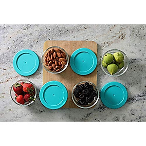 BOVADO USA 2 Cup Glass Round Dish for Storage, Mixing, Serving - Dishwasher, Freezer & Oven Safe Glass, Easy-Clean, Clear with Lid, Pack of 6 Containers