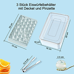 Miaowoof Mini Ice Cube Tray Balls,Round Ice Ball Maker Mold for Freezer,Sphere Ice Cube Tray Making 1In X 99PCS Ice Chilling Cocktail Whiskey Tea Coffee(3Pack Blue Ice trays & Ice Bin & Ice tong)