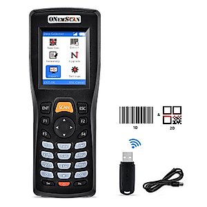 Onewscan Inventory Scanner, Wireless Barcode Scanner 1D&2D&PDF417 Portable Handheld QR Barcode Reader for Collector Data Terminal Inventory Device with 2.2 Inch TFT Color Screen