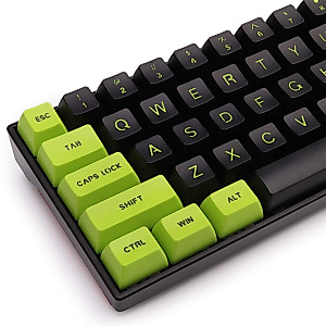 112 Keys GSA Profile Keycaps Double Shot ABS Ball Shape Black Green for Cherry Mx Switch Mechanical Gaming Keyboard Keycap(Green Black)