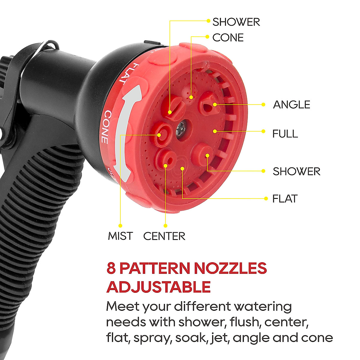 ECOMAX ELG09 1/2in. x 100ft Retractable Garden Hose Reel, Heavy Duty Water Hose Reels, Any Length Lock, Slow Return System, 8 Pattern Hose Nozzle, Wall-mounted & 180° Swivel Bracket, Black & Red