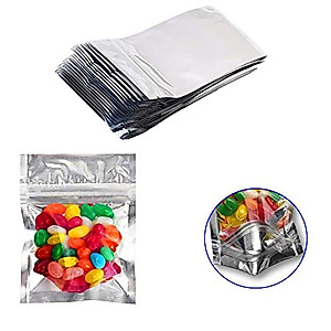 200 Pack Resealable Mylar Bags Smell Proof Pouch Aluminum Foil Packaging Plastic Ziplock Bag,Small Mylar Storage Bags For Bulk Candy,Cookies,Snack Food,Jewelry,3x4 inch(Clear Silver)