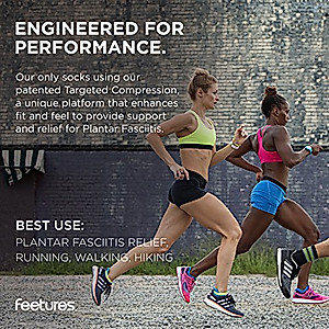 Feetures Plantar Fasciitis Relief Sock Ultra Light No Show Tab- Compression Sock for Men & Women
