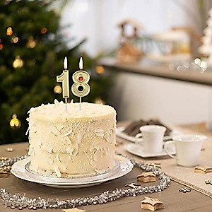 IBLESSU 10Pcs Numeral Birthday Candles - Glitter Candles for Cake and Cupcake, Number 0-9 Candles Topper Decorations for Anniversary Birthday Party - Kids, Adults(Champagne)