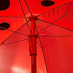 Outsunny Kids Table and Chair Set, Outdoor Folding Garden Furniture, Picnic Table for Patio Backyard, with Ladybug Pattern, Removable & Height Adjustable Sun Umbrella, Aged 3-6 Years Old, Red