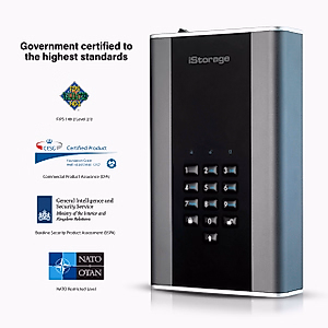 iStorage diskAshur DT2 2TB Secure encrypted portable desktop hard drive, FIPS Level 2 certified - Password protected, dust and water resistant, military grade hardware encryption IS-DT2-256-2000-C-G