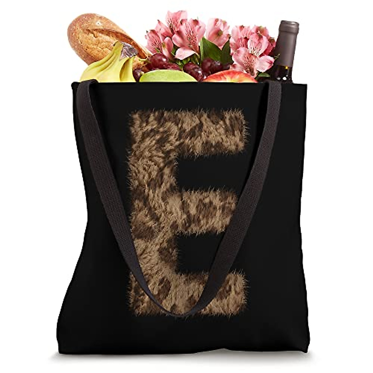 Leopard Cheetah Initial Letter E Name Alphabet Cute Print Tote Bag