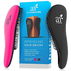 artnaturals Detangling Hair Brush Set - (2 Piece Gift Set - Pink & Black) - Detangler Comb for Women, Men and Kids - Wet & Dry – Removes Knots and Tangles, Best for Thick and Curly Hair – Pain Free