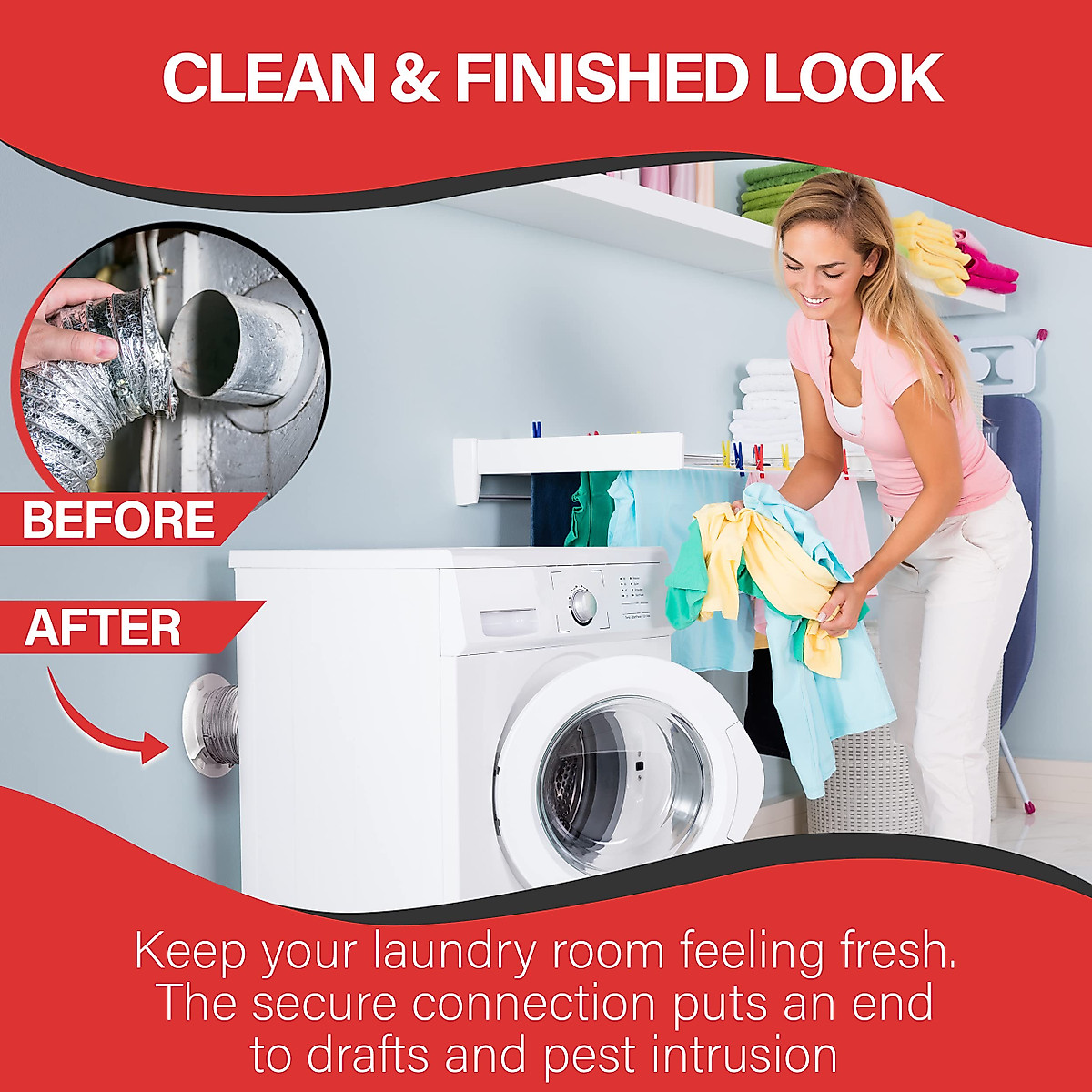 Dryer Dock The Original Dryer Vent Quick Release - Two-Piece Dryer Hose Quick-Connect, Twist & Lock Tight, Fits 4 Inch Tubes,White