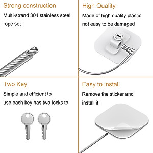 White Fridge Lock, 2 Pack Refrigerator Lock with 4 Keys, Fridge Locks for Kids Proof, Freezer Lock and Drawer Lock, No Tools or Drilling Required, Adult Safety Locks for Pantry, Freezer, and More