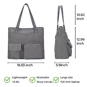 Laptop Tote Bag for Women Work Bags Professional 15.6 Inch Large Canvas Purse with Pockets