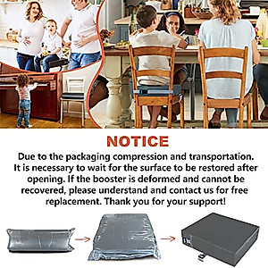 Toddler Booster Seat for Dining Table, VUEJIC Kids Waterproof Booster Seat, Double Safer Adjustable Straps&Non-Slip Bottom, Portable Travel Chair Cushion (Dark Grey)