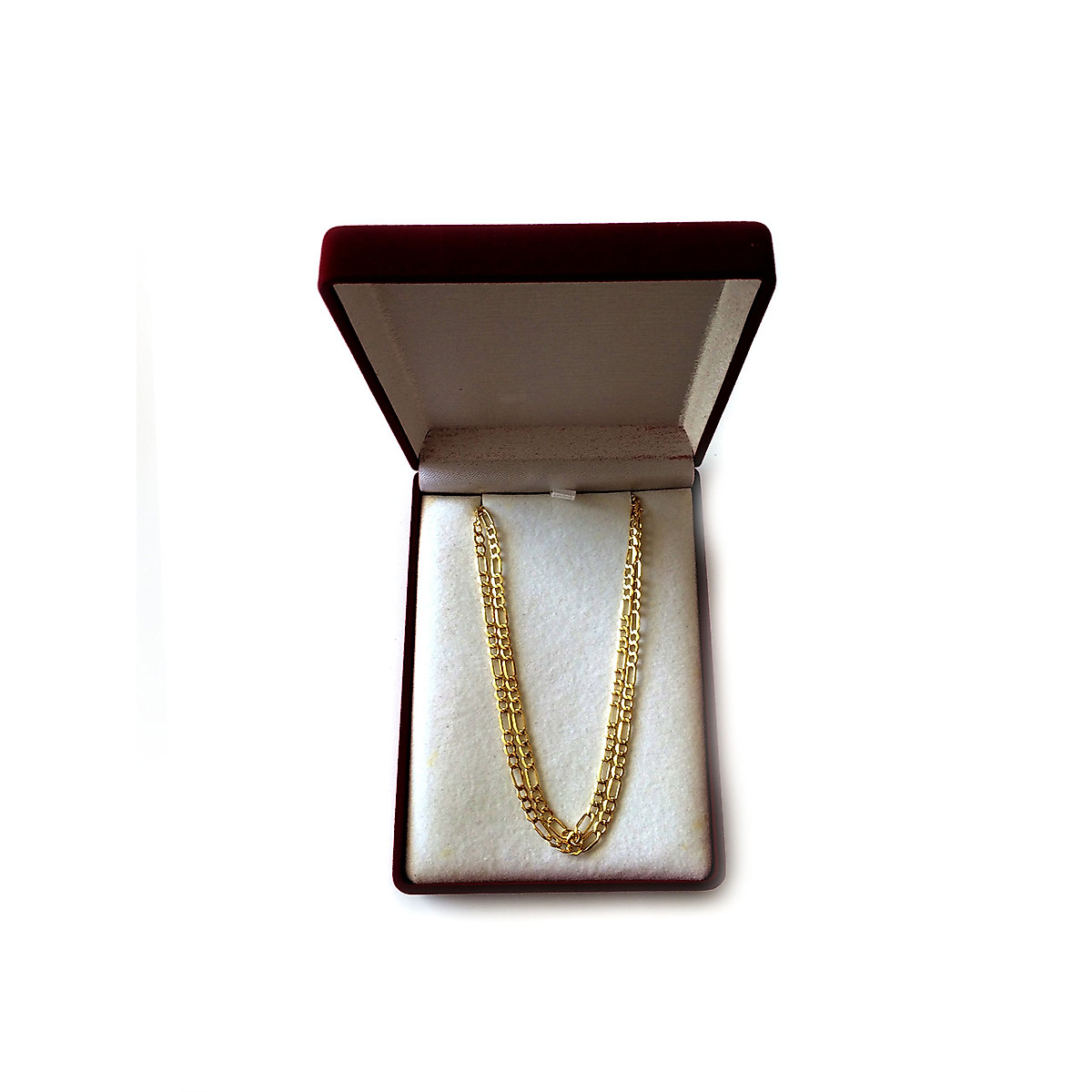 Jewelry Affairs 10k Yellow Real Gold Hollow Figaro Chain Necklace, 3.5mm, 20"