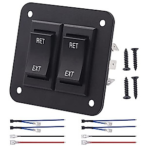 TWTADE 2 Pcs Momentary Polarity Reverse Rocker Toggle Switch Control Motor RV Power Jack Forward Reverse 20A 50V DC/15A 250V AC 6 Pin 3 Position (ON)-Off-(ON) with Panel and Wire