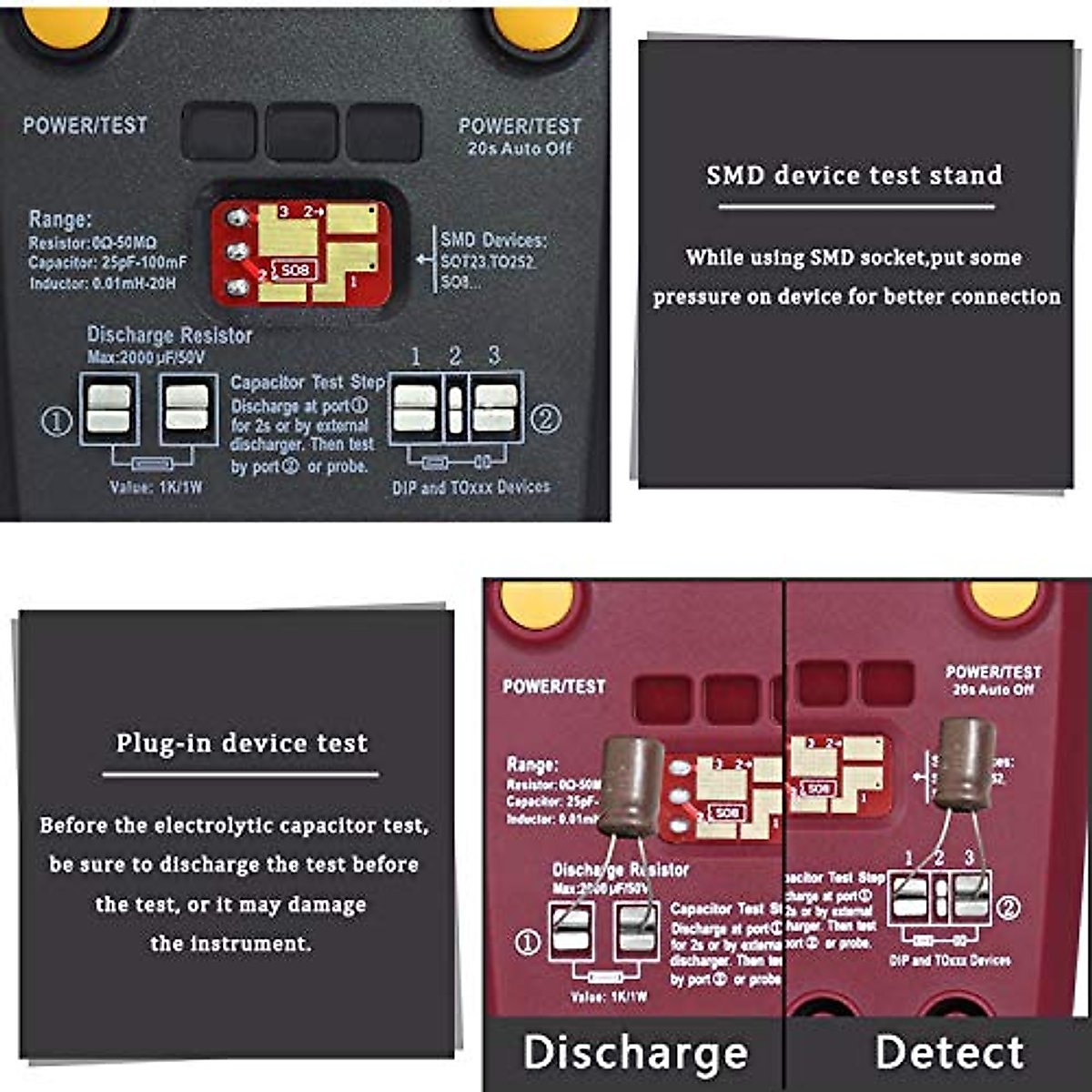BSIDE ESR02 PRO Digital Transistor Tester SMD Components Meter Mega328 NPN/PNP Diode Triode Capacitor Inductance ESR Checker with Tweezers