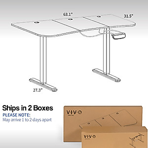 VIVO Electric Height Adjustable 63 x 32 inch Memory Stand Up Desk, Rustic Vintage Brown Table Top, Black Frame, Touch Screen Preset Controller, 2E Series, DESK-KIT-2EBN