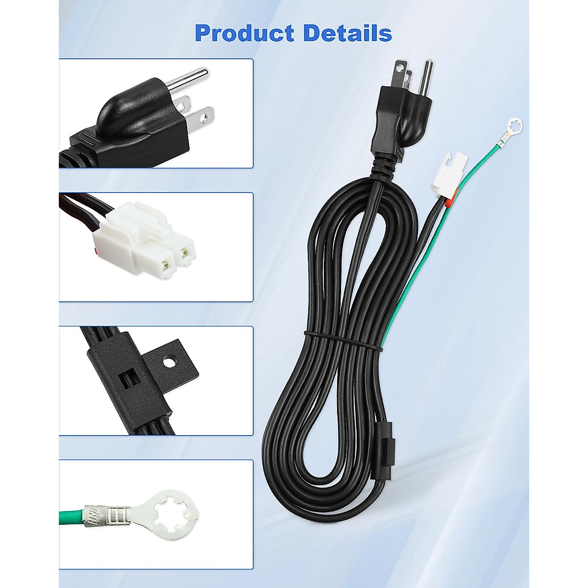 3903-000519 Refrigerator Power Cord Compatible with Samsung RH29H8000SR/AA-00 RF261BEAEWW/AA-01 etc Replacement Fridge Power Cord 3903-000786 3903-001013 3903-000796 Pure Copper Wire Thickened