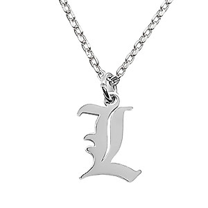 Elefezar Old English Initial Pendant Necklace Letter L Womens Gifts