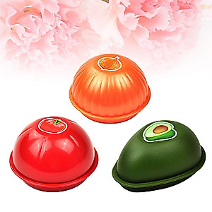 BESTONZON 3pcs Food Storage Box Fresh Storage Bowls Onion Avocado Tomatoes Shape Crisper Containers