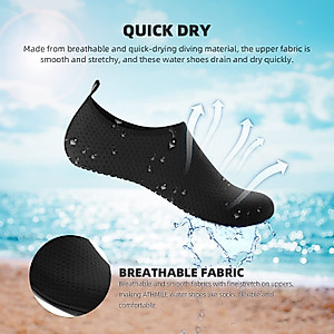 Water Socks for Women Men Adult Aqua Swim Shoes Beach River Pool Barefoot Yoga Exercise Wear Sport Accessories Quick-Dry Must Haves Size 7-8Women/6-7Men(Black-NW002)